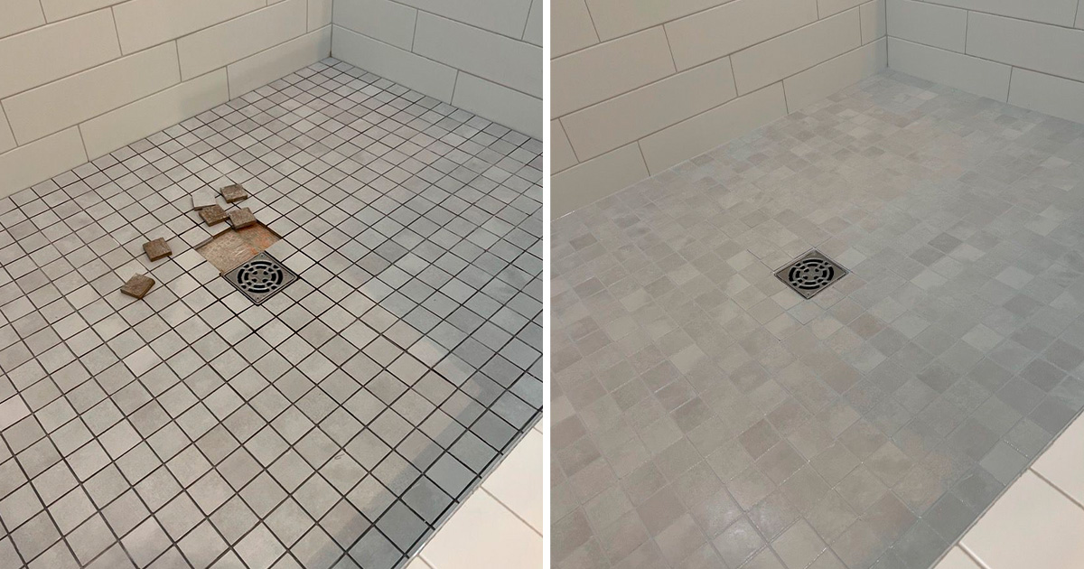 Our Hard Surface Restoration Services Transform a Shower Floor in Nashville